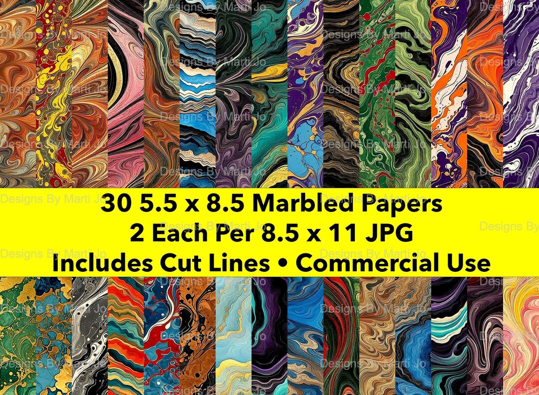 15 Printable Marbled Paper Jpgs Formatted for 5.5 X 8.5 Journals | 2 ...