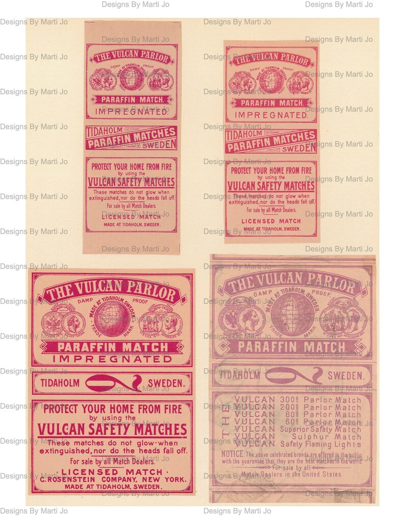 Vintage Match Box Templates 20 8.5 X 11 Inch Antique Swedish - Etsy