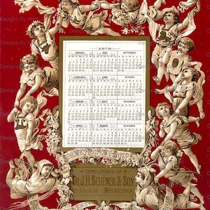 Colorful Set of 12 Vintage Calendars | Printable Antique Calendars ...