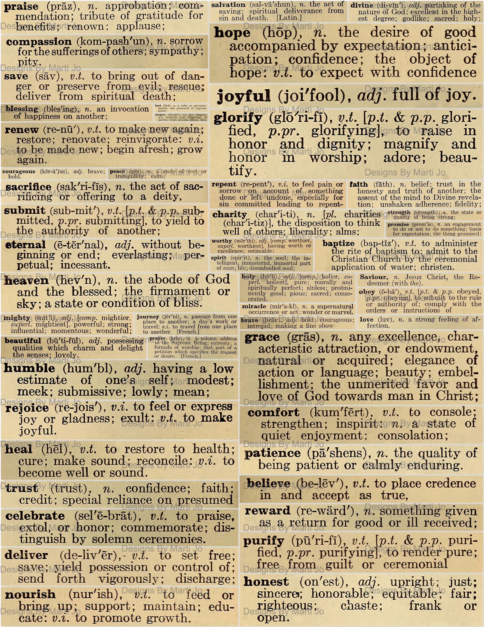 Vintage Dictionary Bible Words Definitions 50 Printable - Etsy