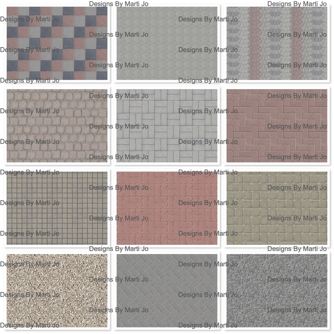 Printable Miniature Stone Pavement Dollhouse Patterns | Twelve 12 X 12 ...
