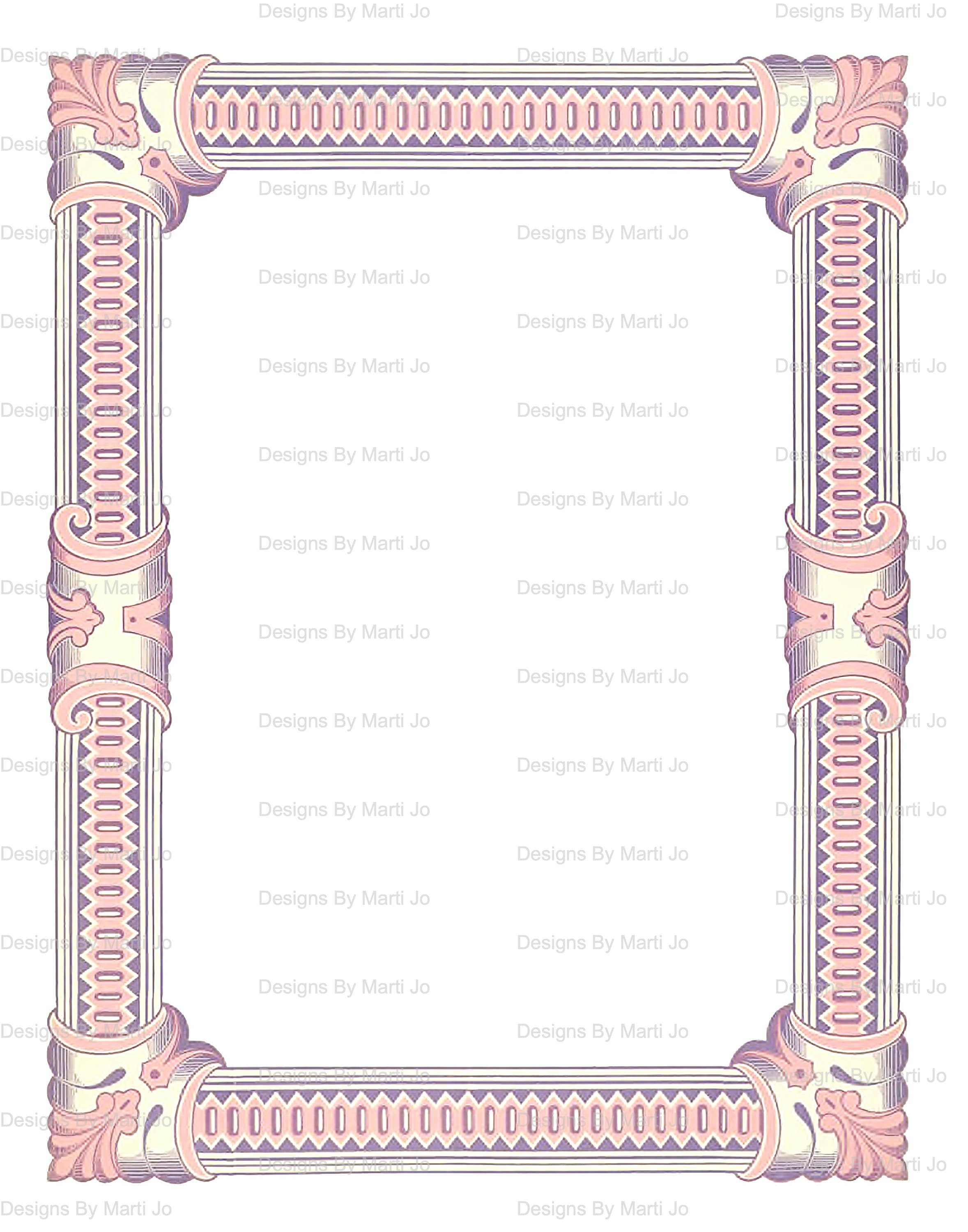 Rare Colored Vintage Digital Frames and Borders | 20 Vintage Border PNG ...