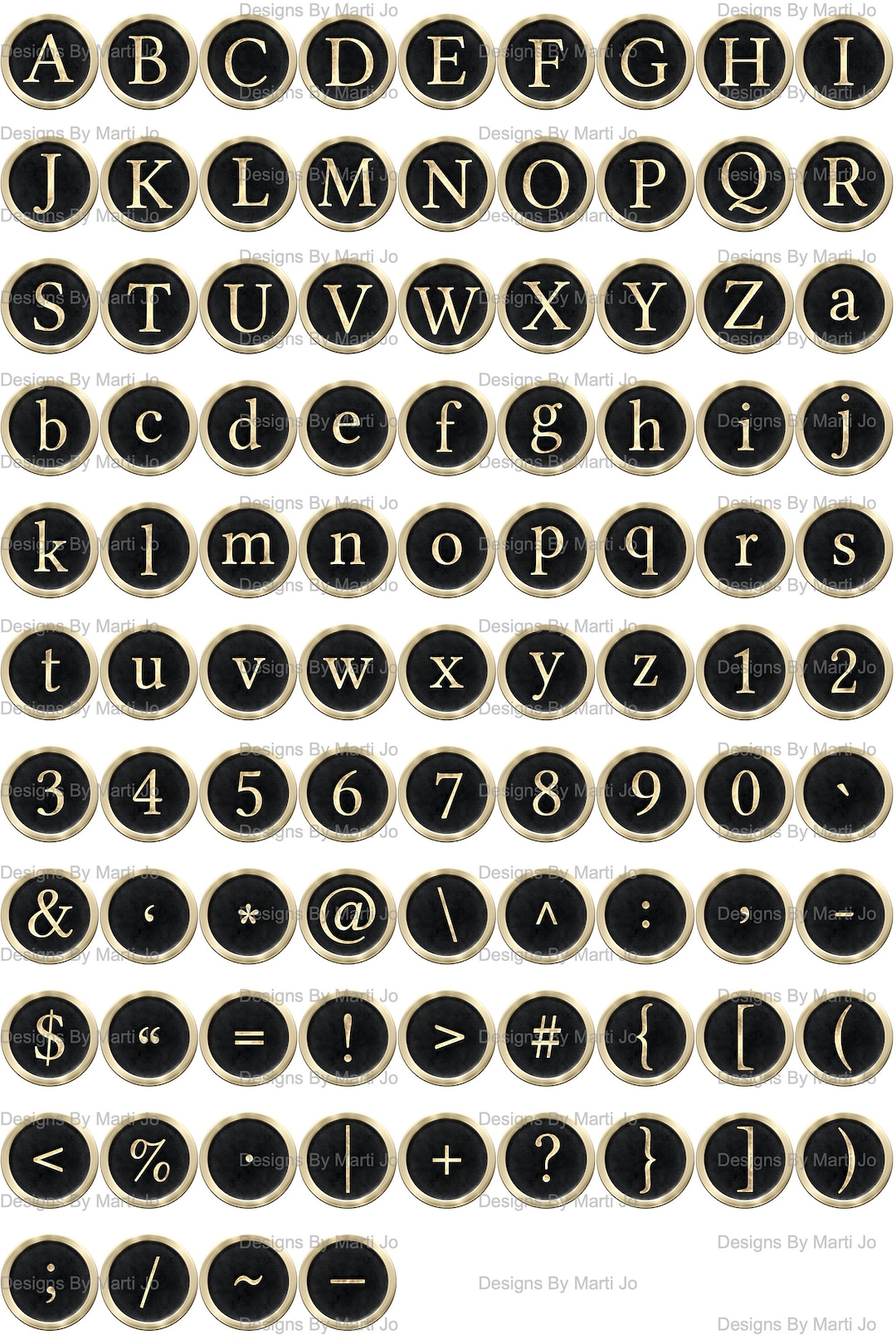 Printable Gold and Black Vintage Typewriter Keycaps | Steampunk ...
