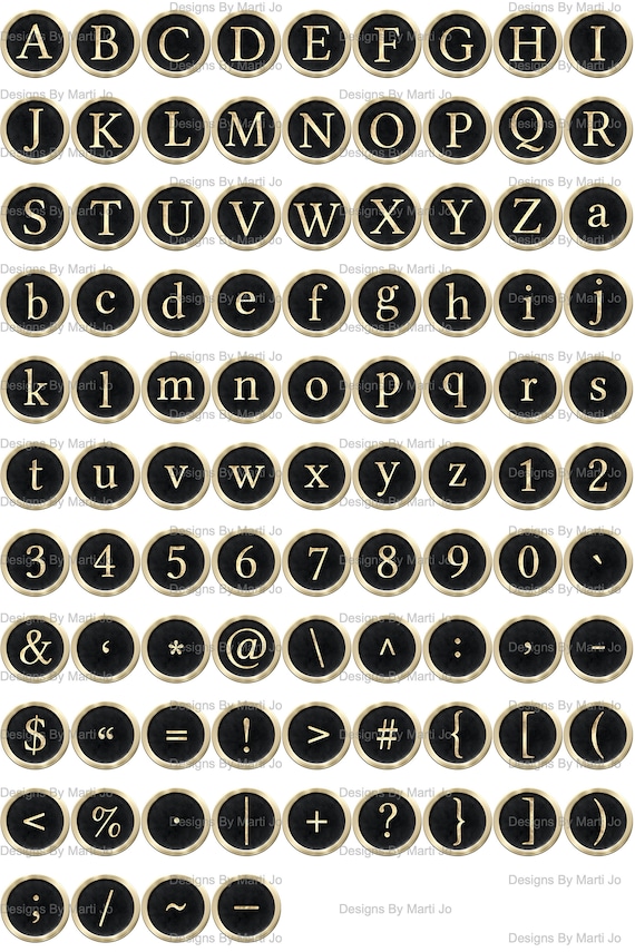 Printable Gold and Black Vintage Typewriter Keycaps - Etsy