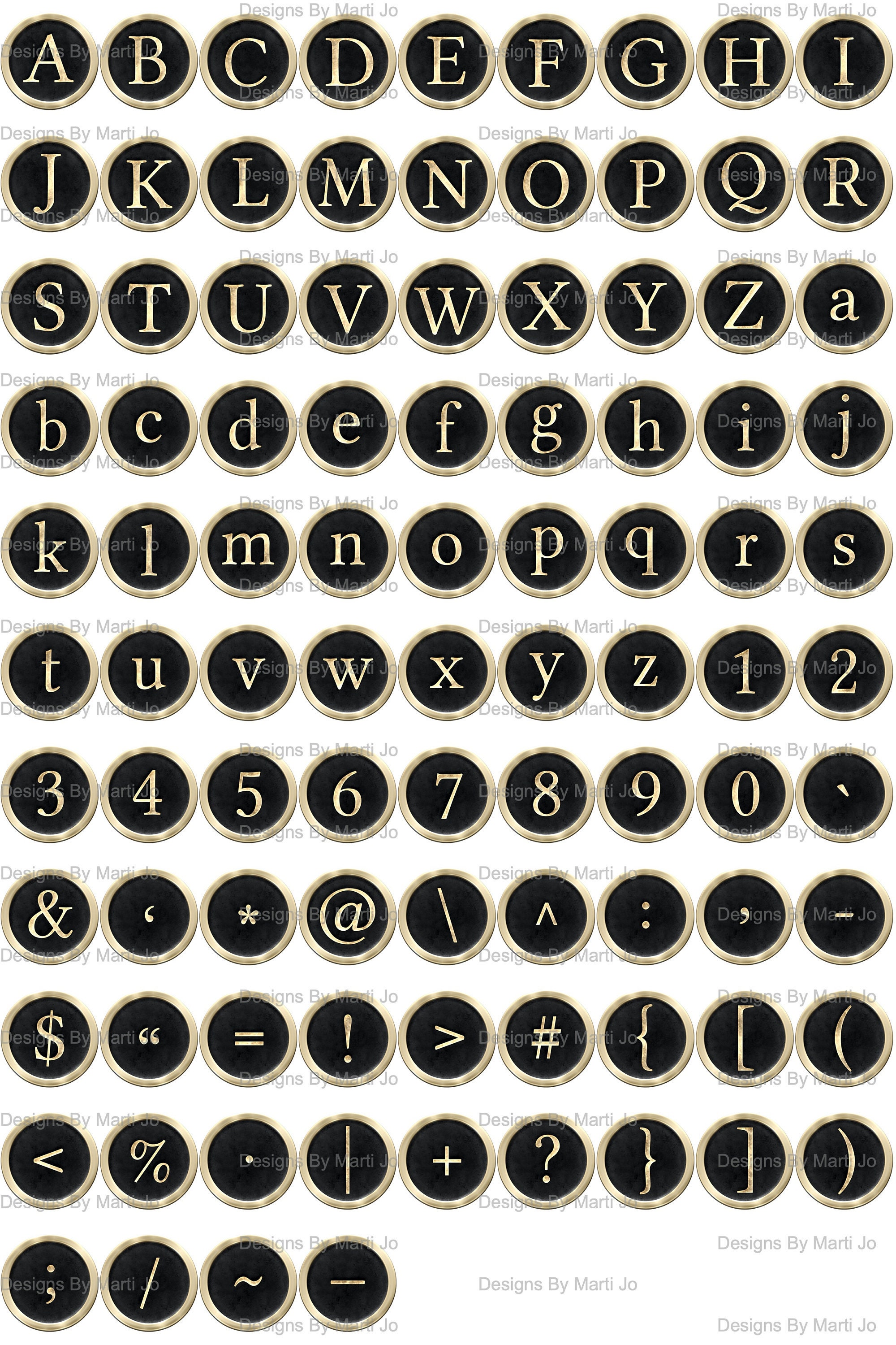 Printable Gold and Black Vintage Typewriter Keycaps - Etsy