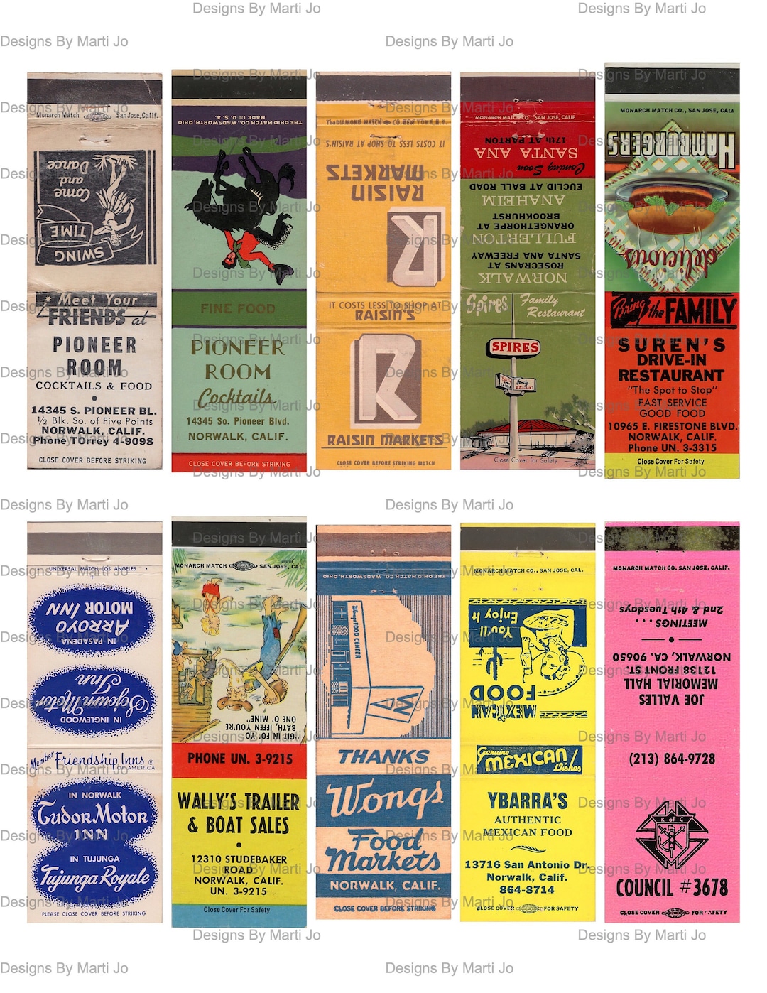 Vintage Match Book Covers Digikit 1 | 40 "ready to Use" Printable Match ...