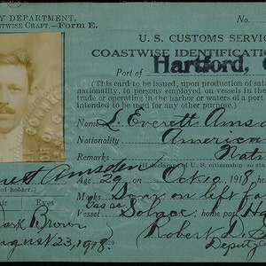 Vintage U.S. Customs Coastwise Identity Cards Set 1 | 50 Printable ...