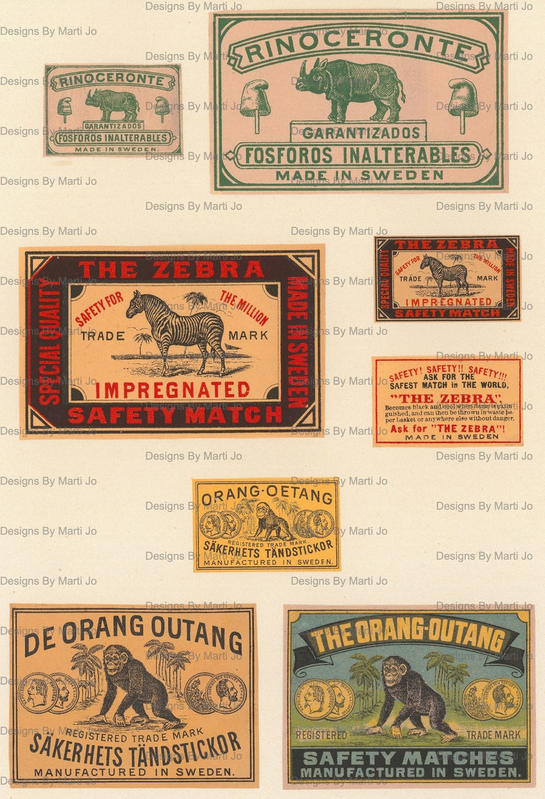 Vintage Animal Match Box Covers 17 Antique Match Box Jpgs - Etsy