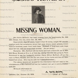 Vintage Missing Person Reward Posters | 50 Printable Jpgs | True Crime ...