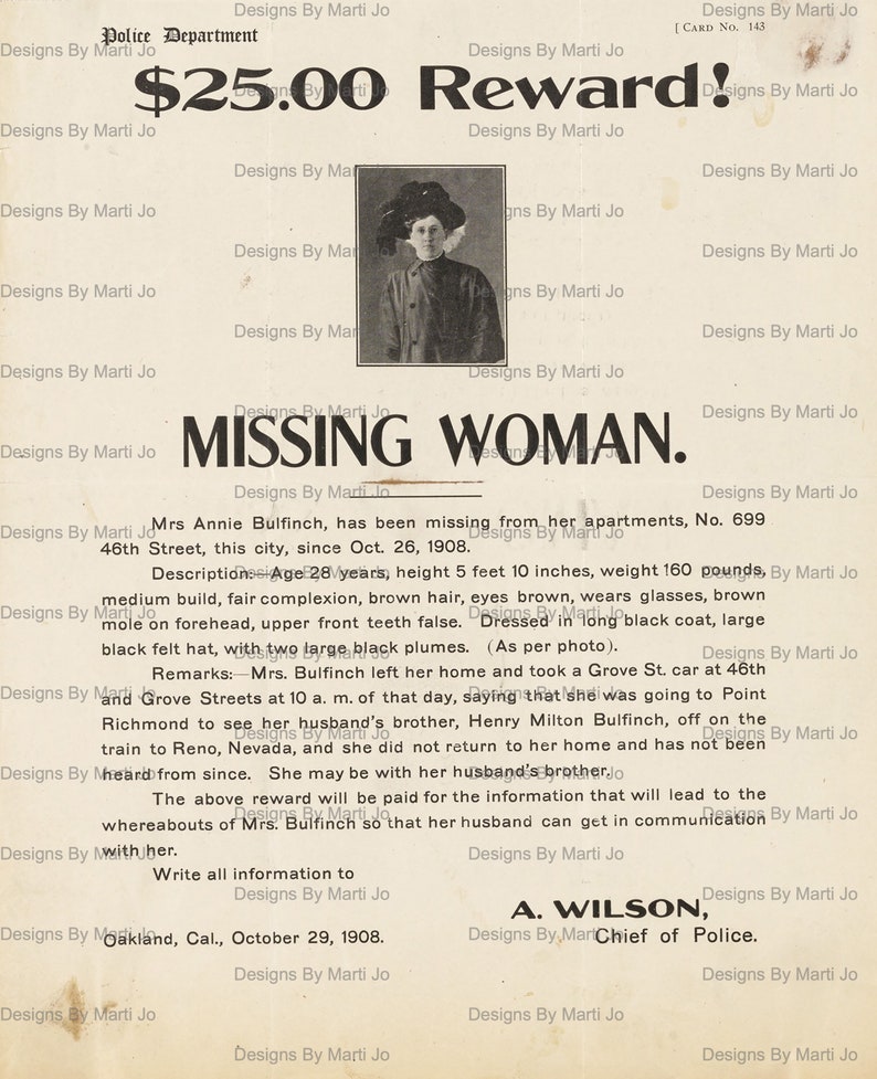 Vintage Missing Person Reward Posters | 50 Printable Jpgs | True Crime ...