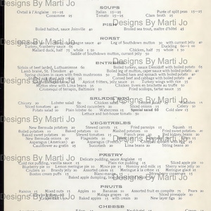 30 Vintage Menu JPG Pages | Printable Antique Restaurant Old Menus ...