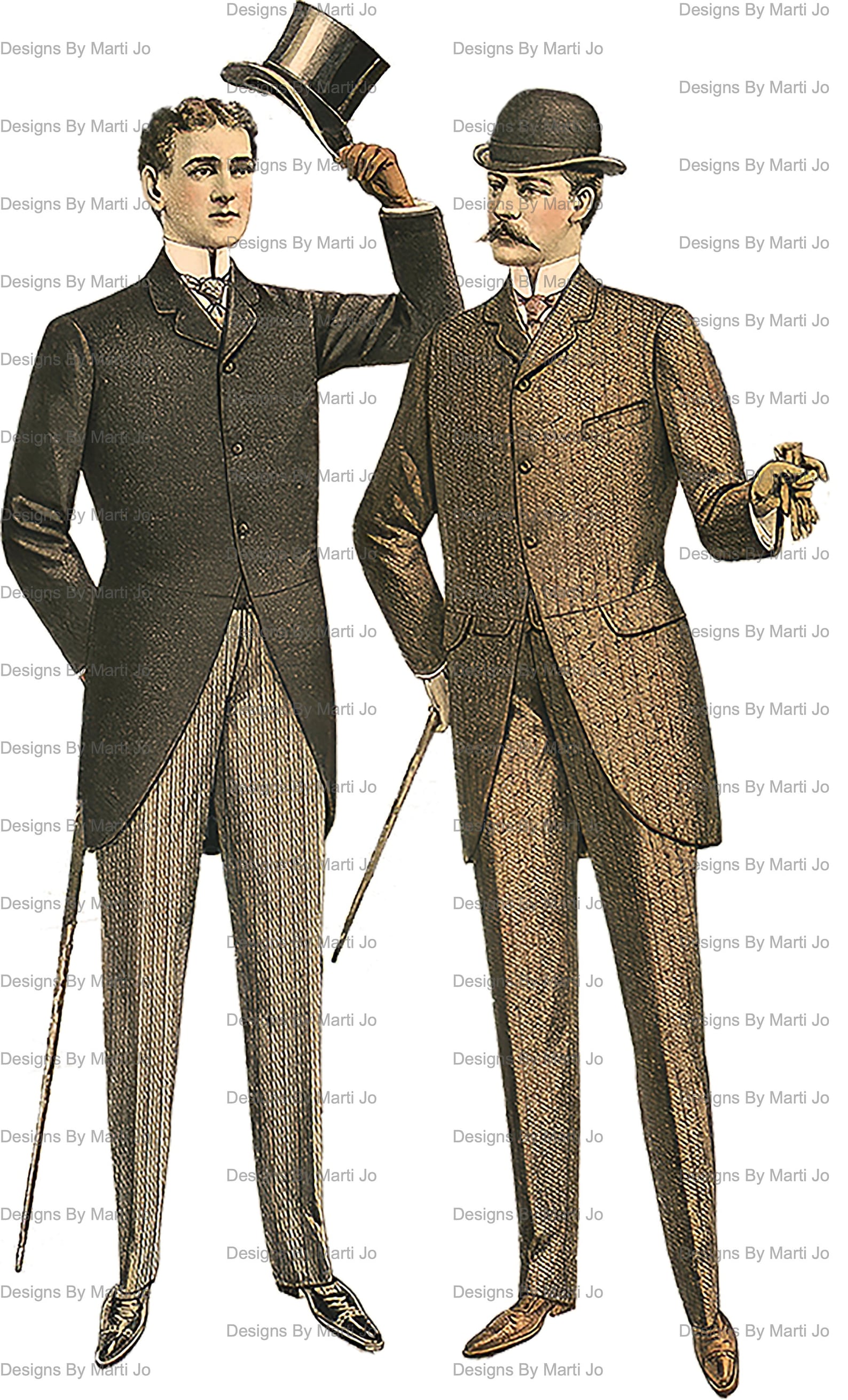 Vintage 1898 Fussy Cut Gentleman Fashion Images 30 Victorian Men's ...