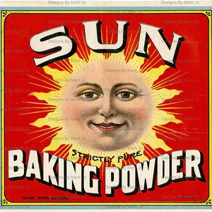 Vintage Baking Powder and Yeast Labels Set 2 | 35 Digital Retro Food ...