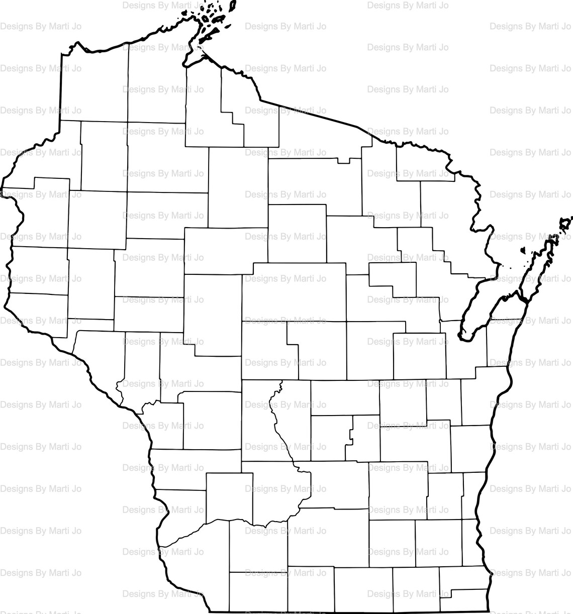 Printable Wisconsin Map Printable WI County Map Digital - Etsy