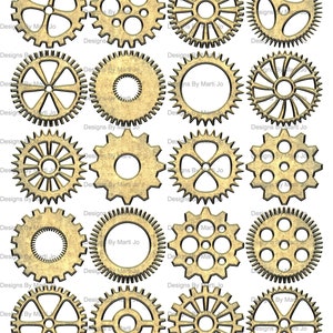 Vintage Gears | 20 Steampunk Style Gears in 5 Different Styles | VC144 ...