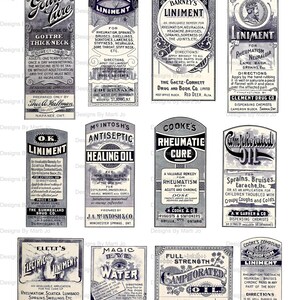 10 Vintage Apothecary Label Sheets Set 5 | Printable 8.5 X 11 Digital ...