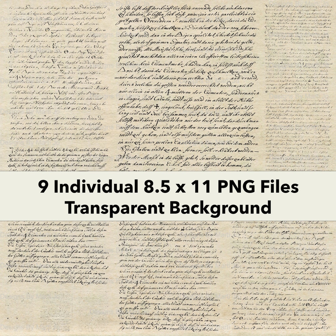 Vintage Handwriting PNG Overlays Set 1 | 9 Vintage Transparent ...