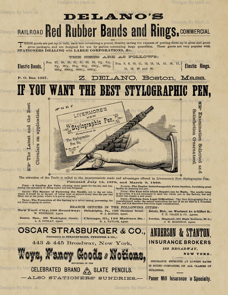 Vintage Ads Overlays | 15 Vintage Stationary Advertisements Transparent ...