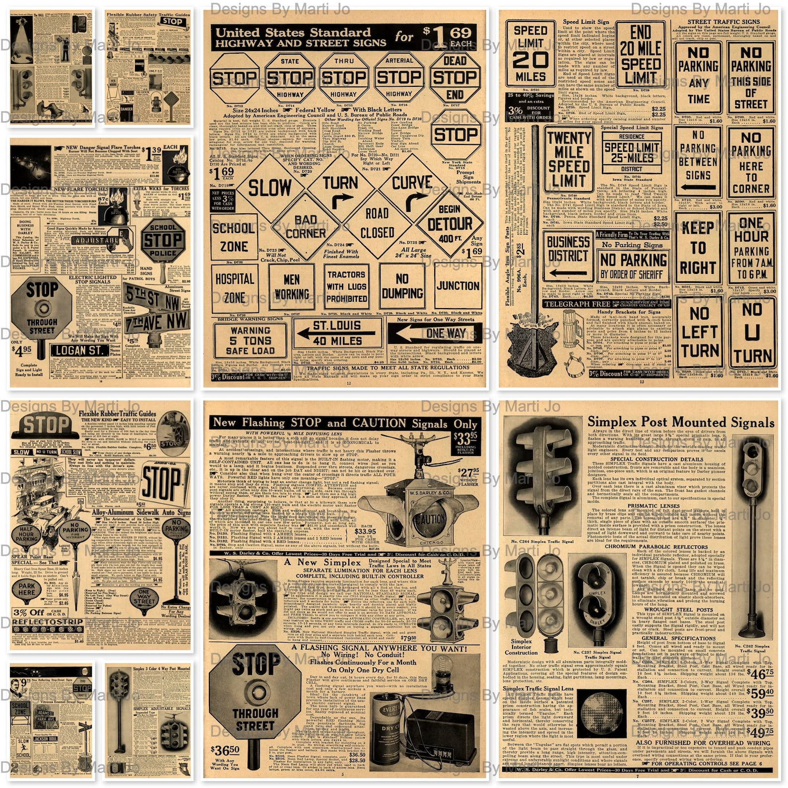 Vintage Traffic Signs Antique Street Signs Clipart Instant - Etsy