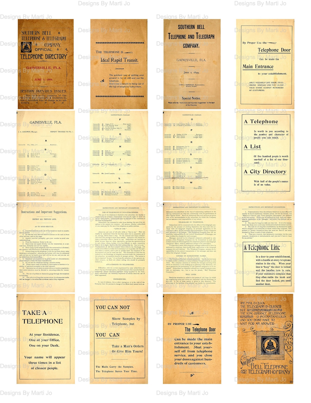 Printable Miniature Phone Book 8.5 X 11 JPG and PDF 1899 Gainesville ...