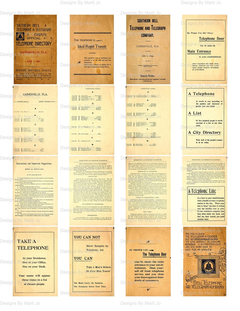 Printable Miniature Phone Book 8.5 X 11 JPG and PDF 1899 Gainesville ...