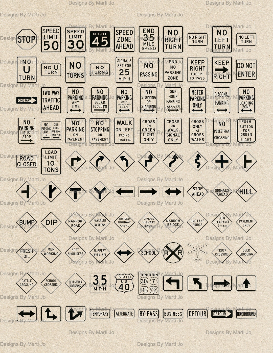 100 Vintage Traffic Signs From 1948 Antique Street Signs PNG Clipart ...