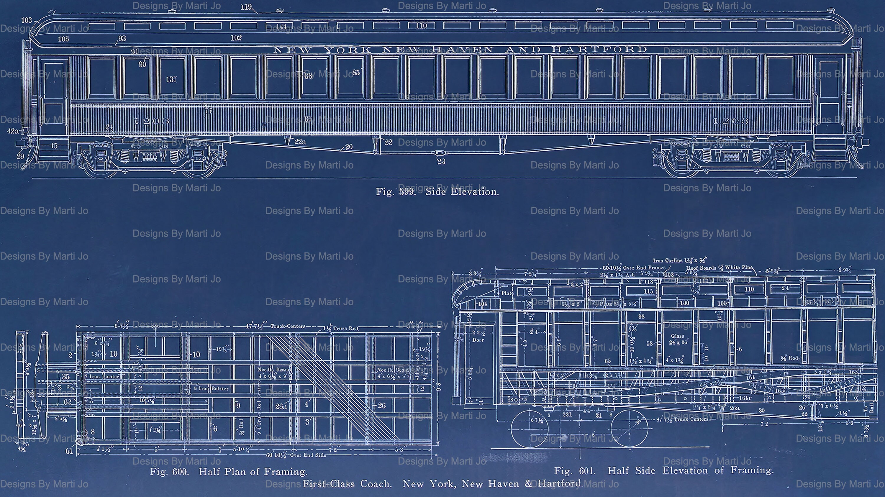 Vintage Train Drawings Blueprint Paper Set | 15 Vintage Printable ...