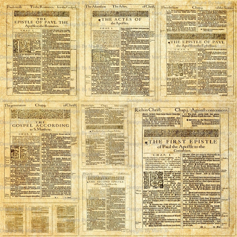 New Testament KJV Bible Page Overlays | 10 Vintage Bible Pages ...