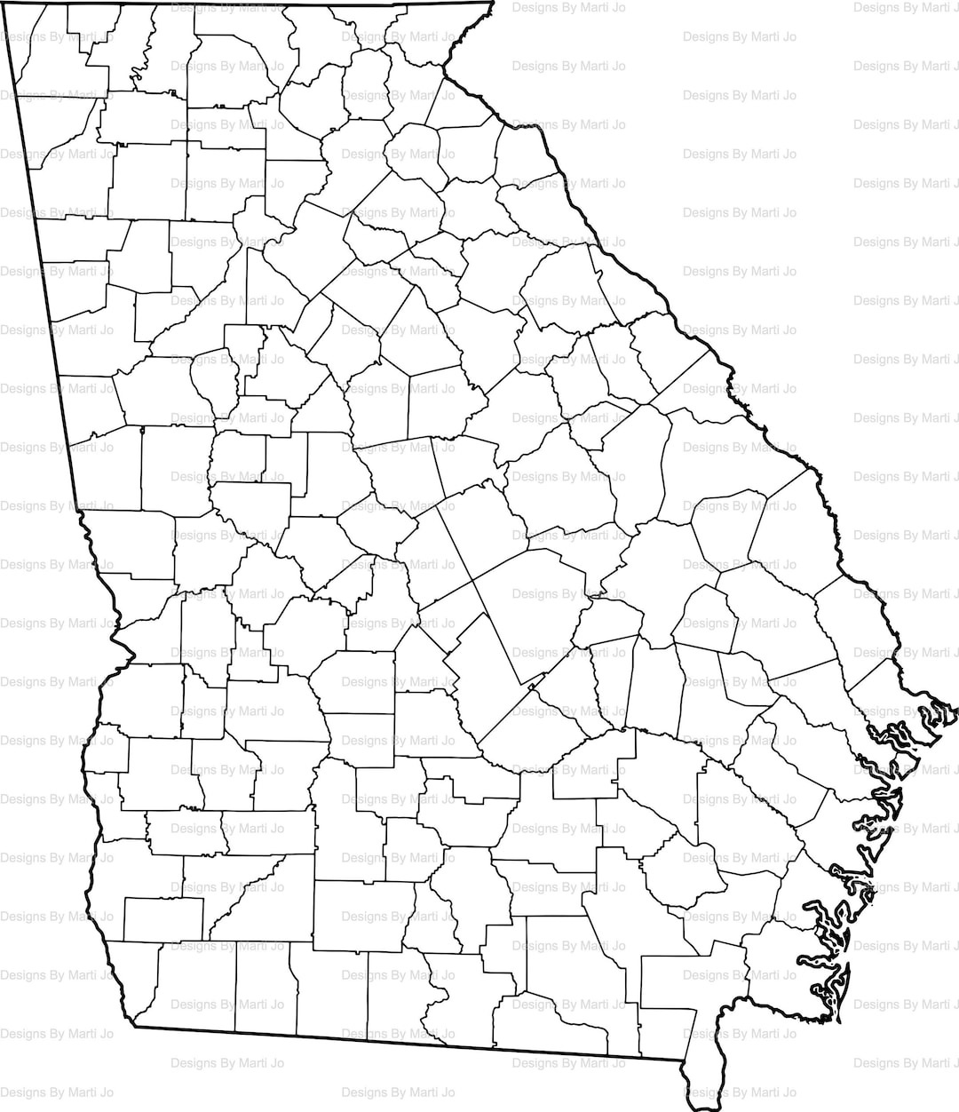 Printable Georgia Map | Printable GA County Map | Digital Download PDF ...