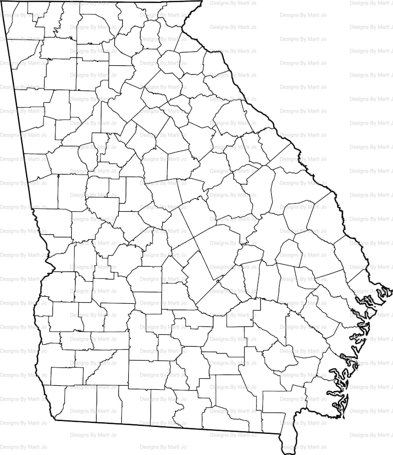 Printable Georgia Map | Printable GA County Map | Digital Download PDF ...