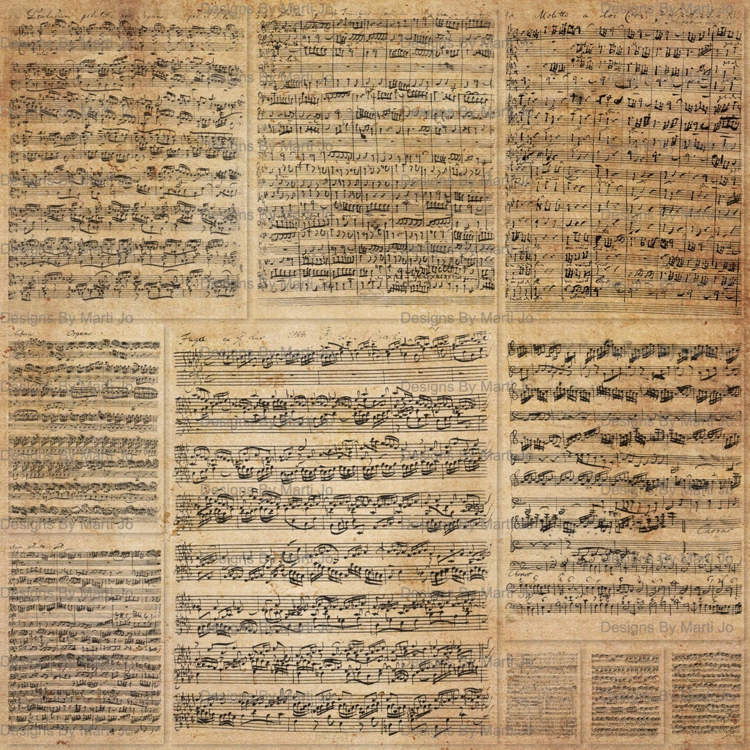 Antique Sheet Music Overlays Set 2 | Johann Sebastian Bach | 10 Vintage ...