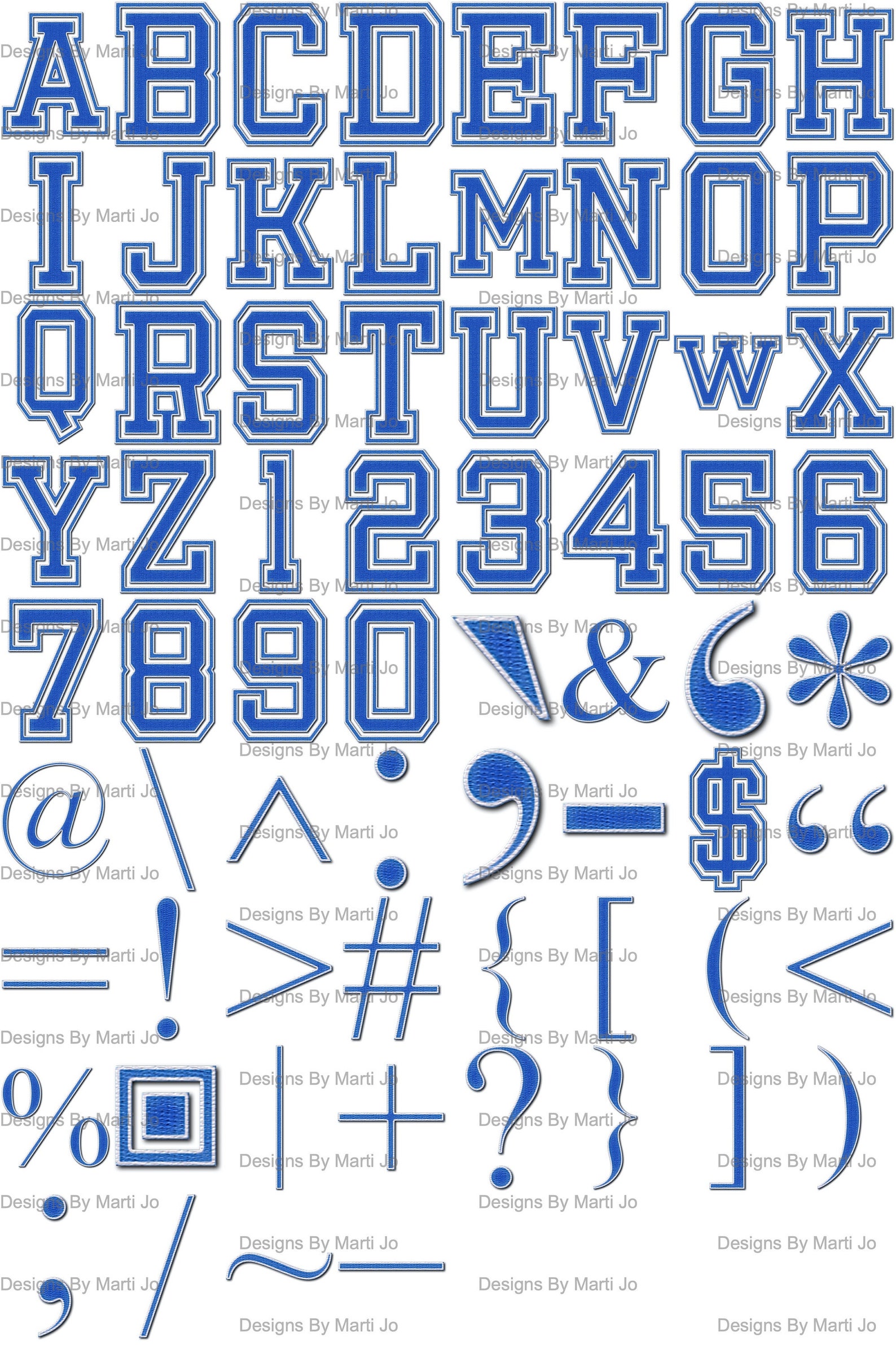 Blue Varsity Letters Digital Clipart Printable Varsity - Etsy