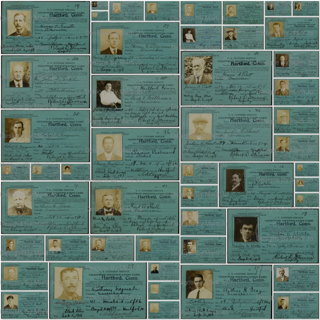 Vintage U.S. Customs Coastwise Identity Cards Set 1 | 50 Printable ...