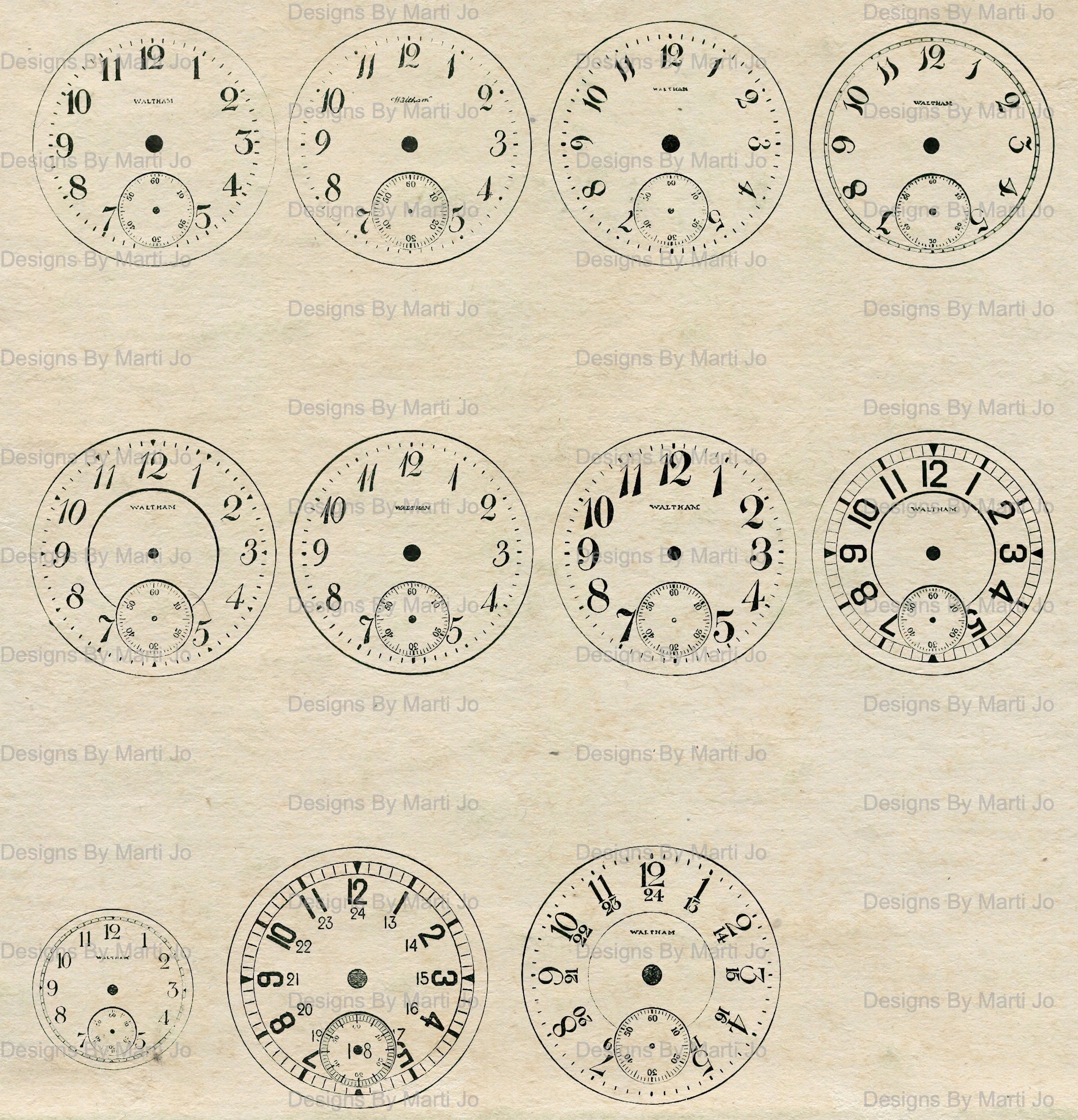 45 Vintage Watch Faces Antique Watch Clipart JPG and PNG - Etsy