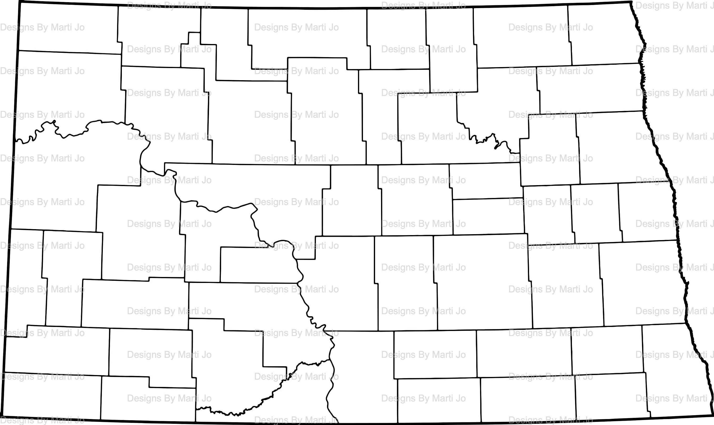 Printable North Dakota Map Printable ND County Map Digital - Etsy