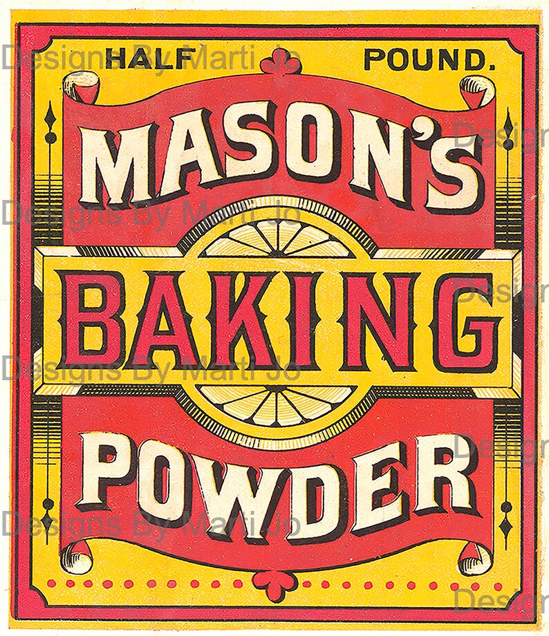 Vintage Baking Powder and Yeast Labels | 35 Digital Vintage Food Labels ...