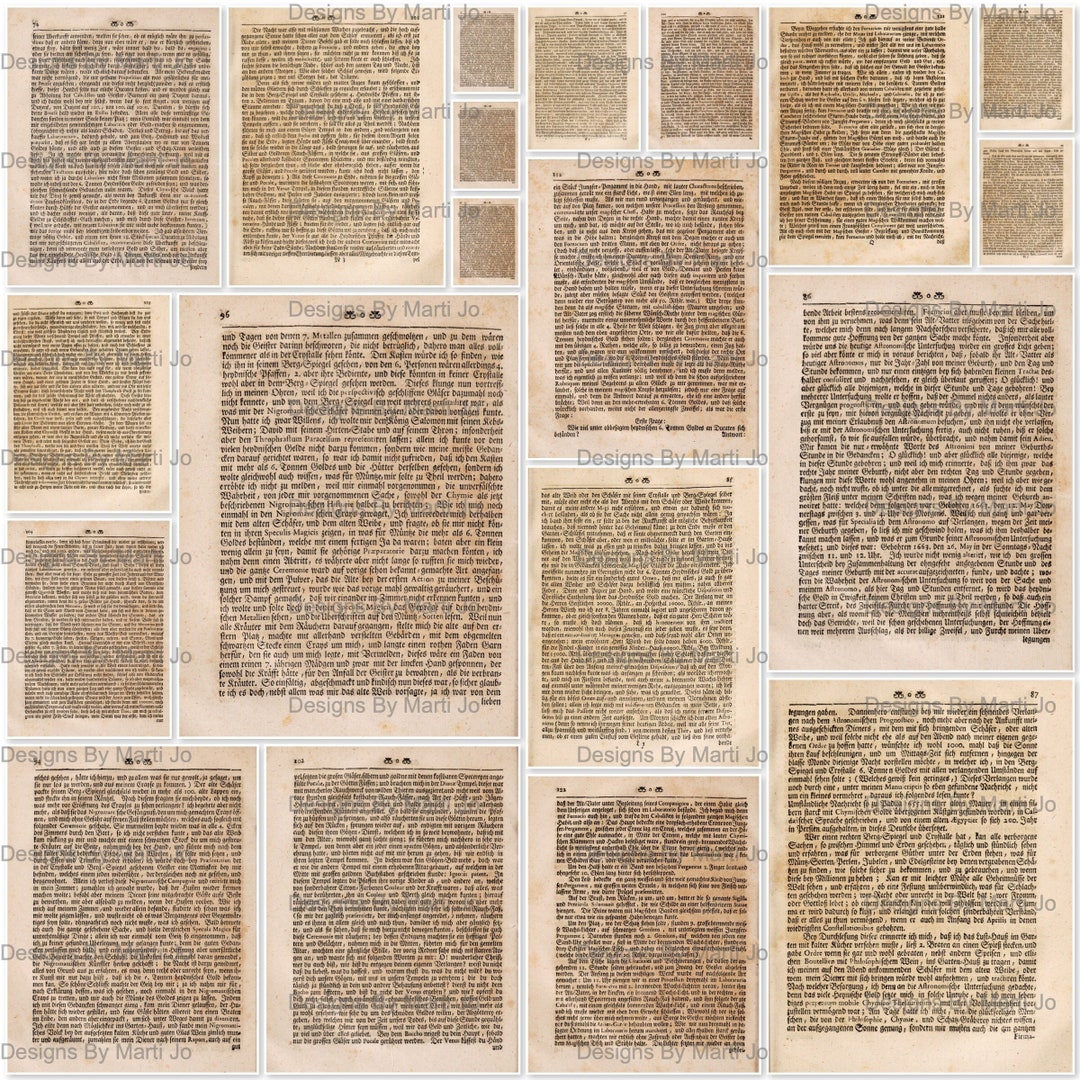 Vintage Alchemy Printable JPG Pages | 20 8.5 X 11 Naturally Aged German ...