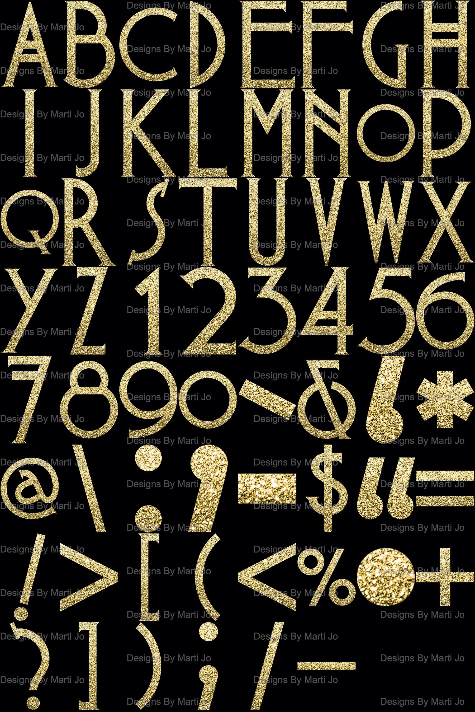 Gold Glitter Art Deco Letters Gatsby Letters Digital - Etsy