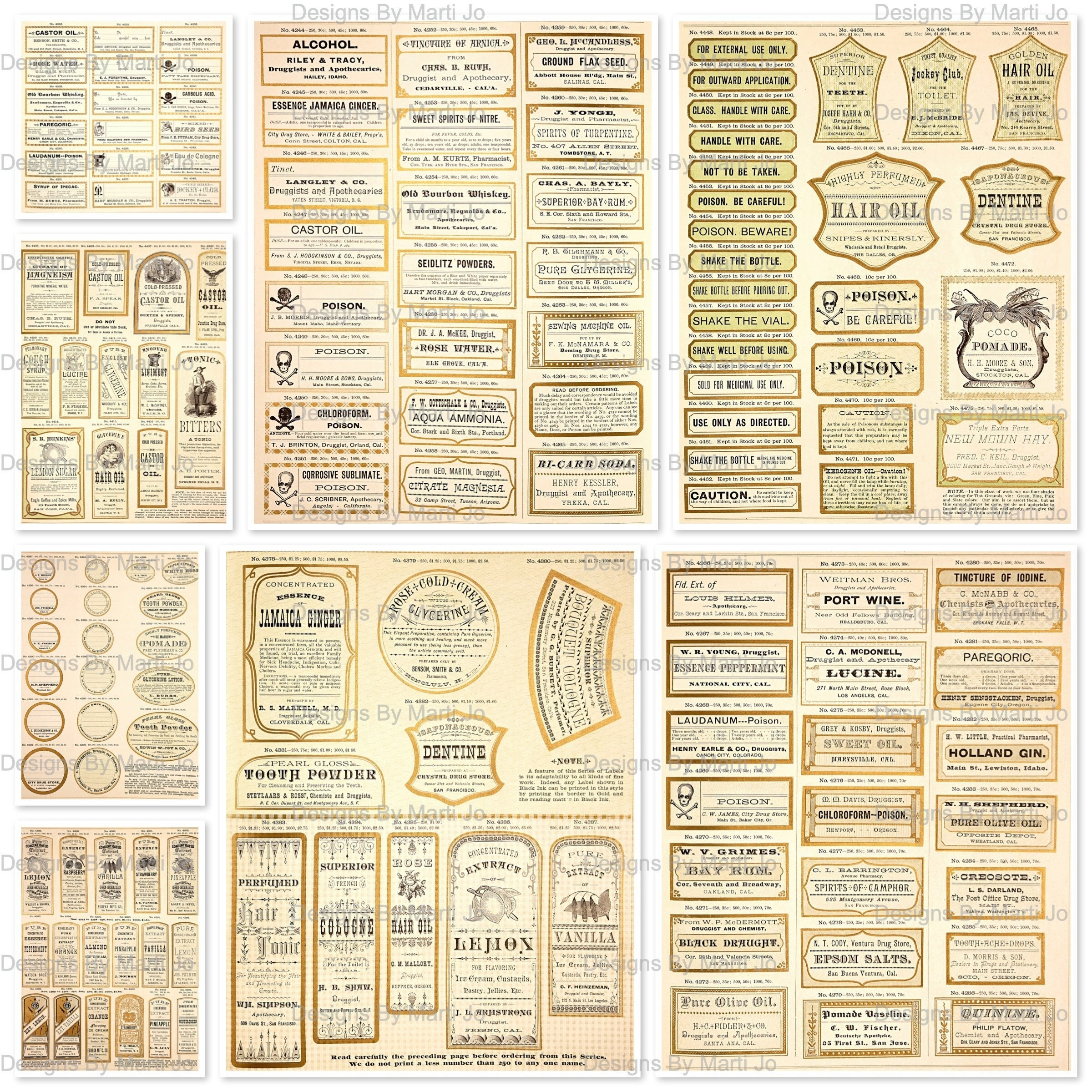 8 Vintage Apothecary Labels Sheets Printable Digital - Etsy