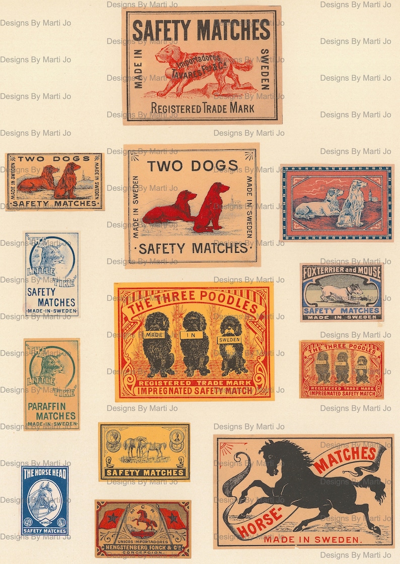 Vintage Animal Match Box Covers 17 Antique Match Box Jpgs - Etsy