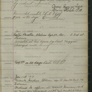Vintage 1917-1918 Criminal Handwritten Arrest Records | 50 Police ...