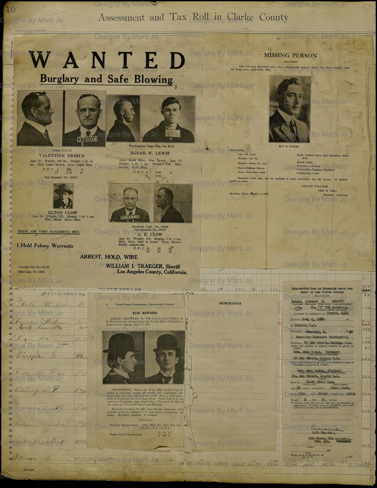 Vintage 1906 Wanted / Reward Poster Scrapbook Pages | 30 Printable 8.5 ...