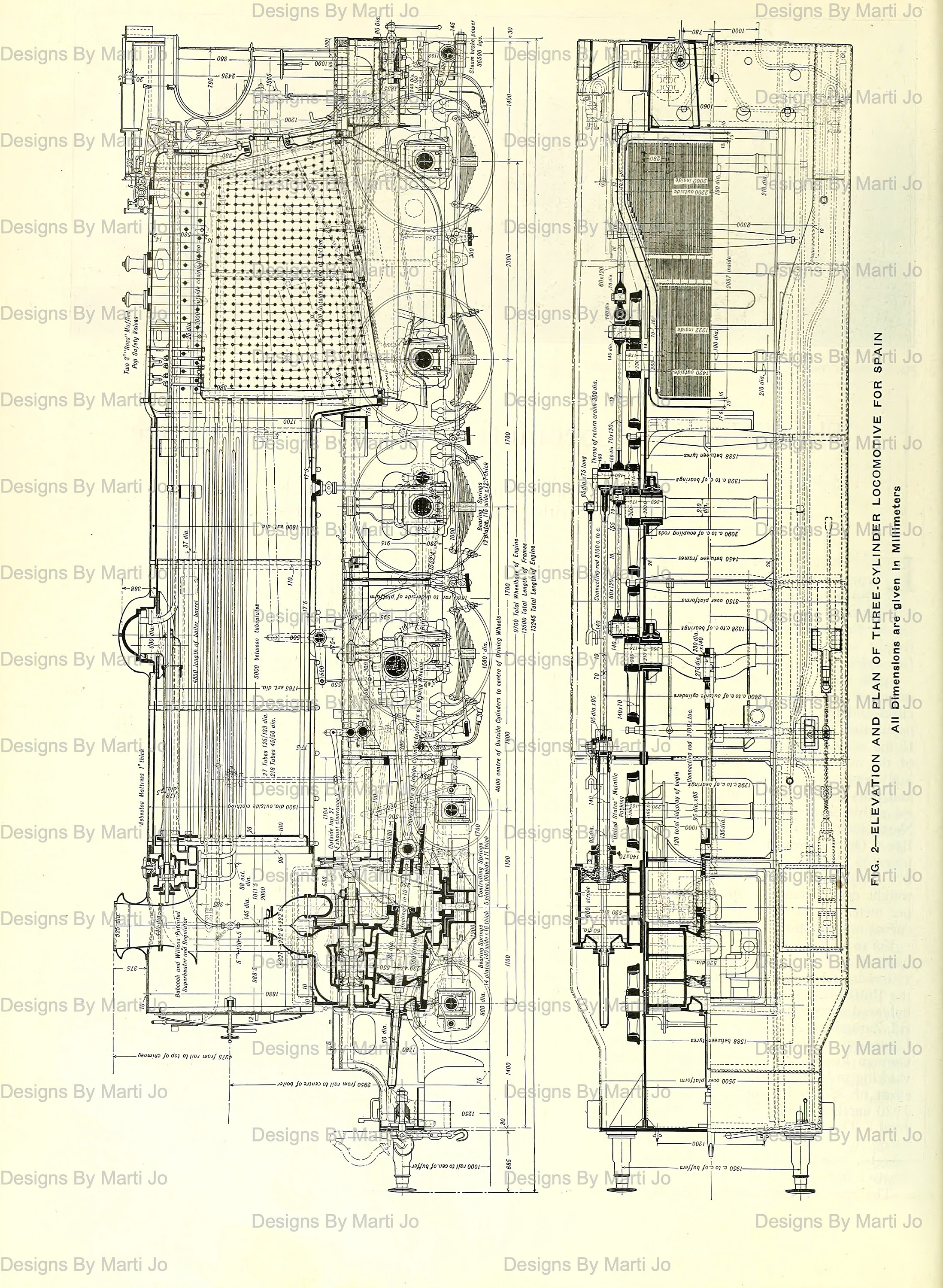 Vintage Train Drawings Paper Set 21 Vintage Printable JPG - Etsy