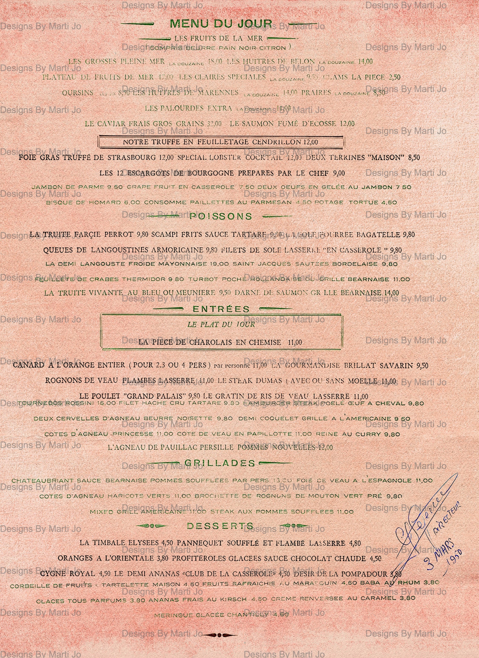 15 Vintage French Restaurant Menu PNG Overlays | Printable Antique ...