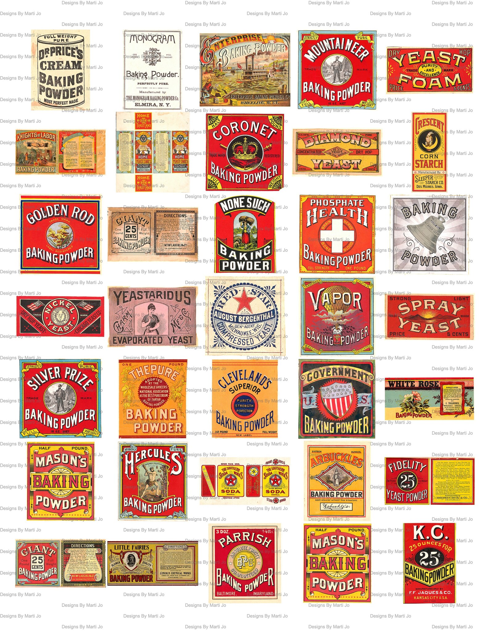 Vintage Baking Powder and Yeast Labels 35 Printable Vintage - Etsy
