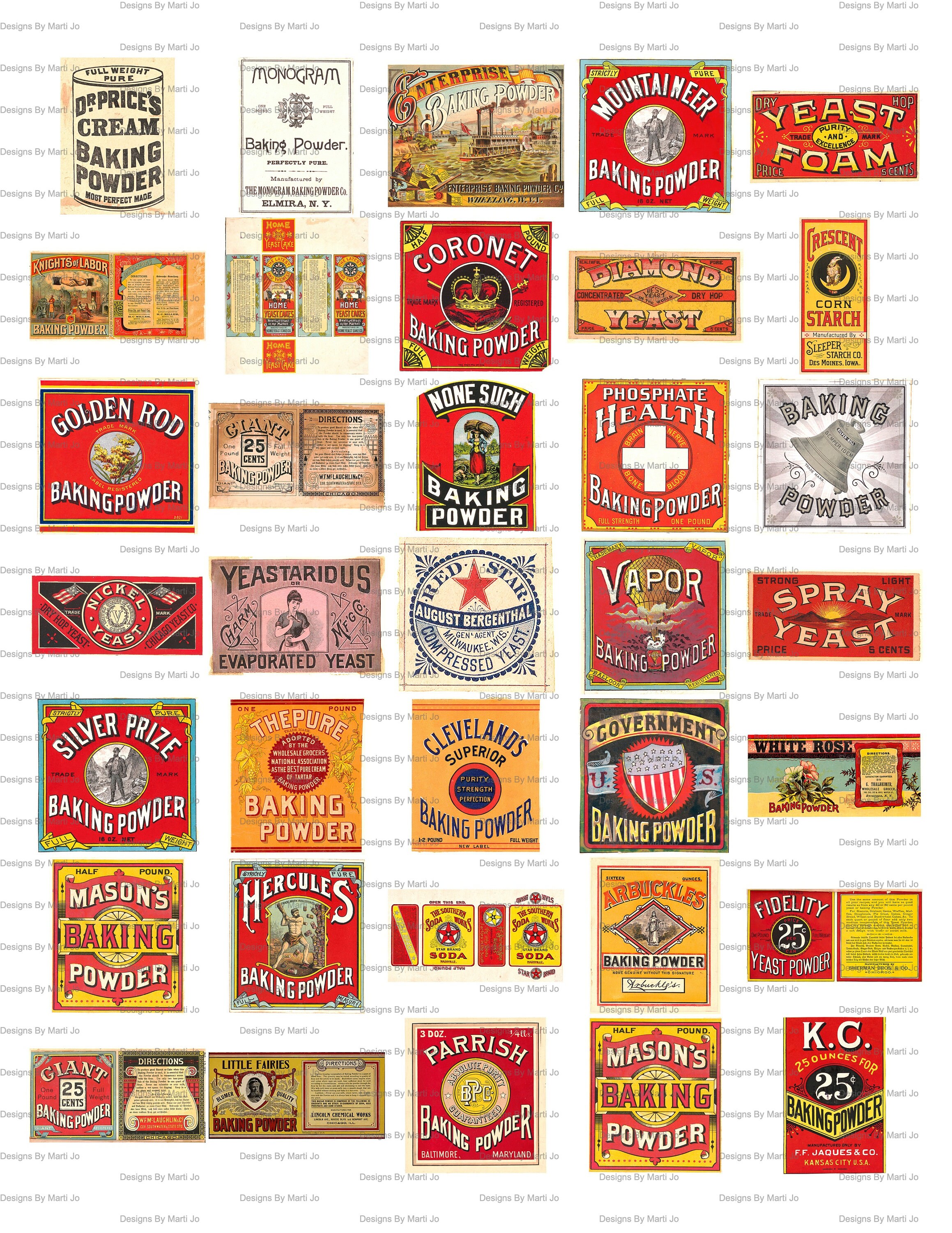 Vintage Baking Powder and Yeast Labels 35 Printable Vintage - Etsy