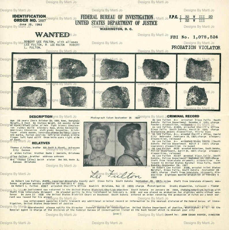 Vintage FBI Most Wanted Posters Set 1 | 35 Printable FBI Post Office ...