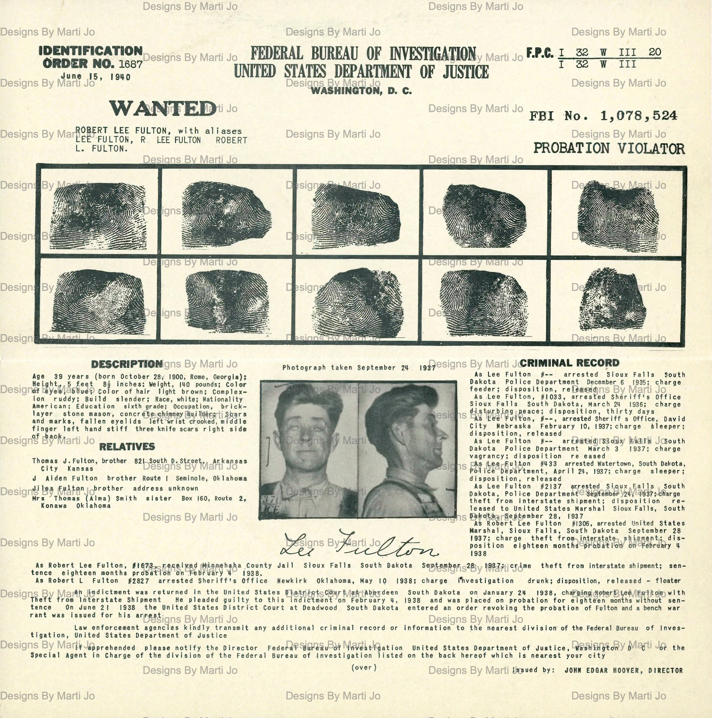 Vintage FBI Most Wanted Posters Set 1 | 35 Printable FBI Post Office ...