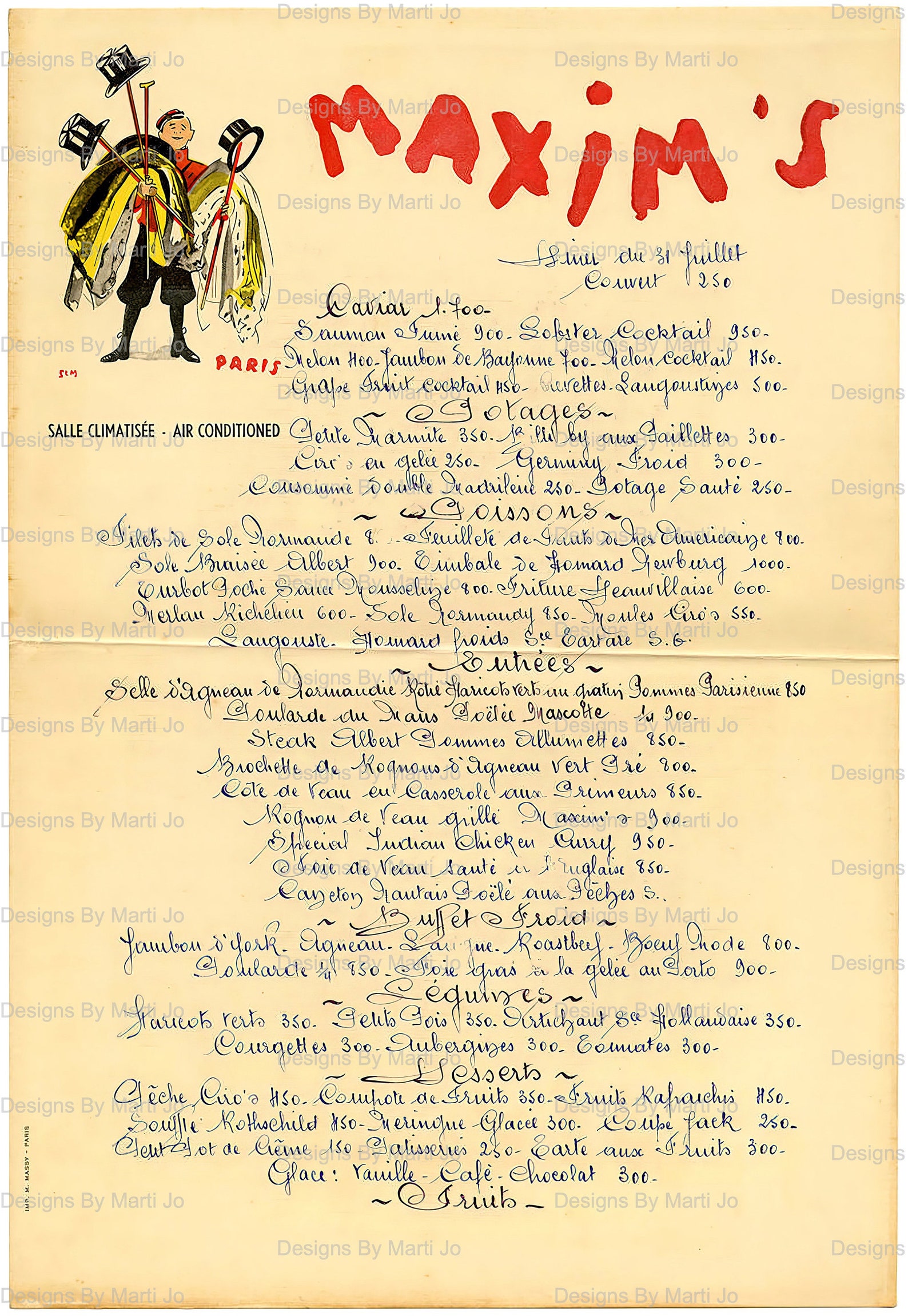 40 Vintage French Restaurant Menu JPG Pages Printable - Etsy