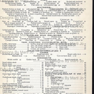 30 Vintage Menu JPG Pages | Printable Antique Restaurant Old Menus ...